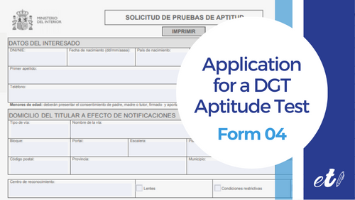 Form 04 - Apply for a DGT Aptitude Test | Entre Trámites